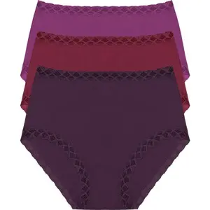 Natori 3-pack Cotton Full Briefs Verbena/dark Cherry/grape