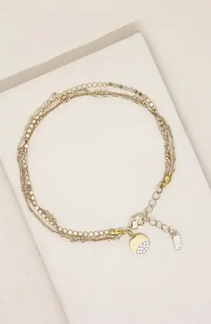 Ettika Pavé Disc Layered Chain Anklet