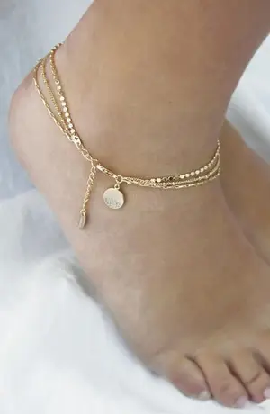 Ettika Pavé Disc Layered Chain Anklet