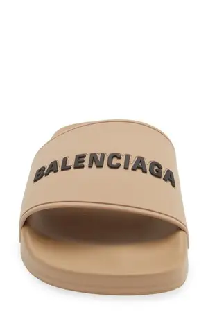 Balenciaga Logo Sport Slide - Beige/black