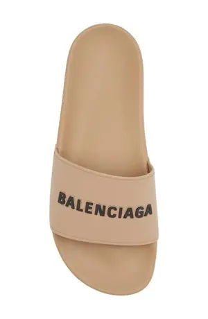 Balenciaga Logo Sport Slide - Beige/black