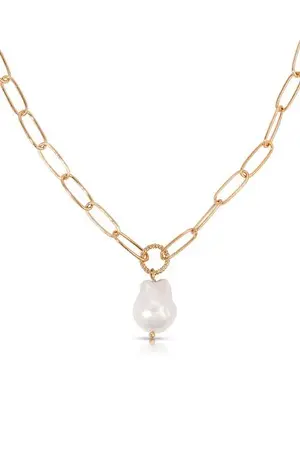 Ettika Freshwater Pearl Pendant Necklace - Gold