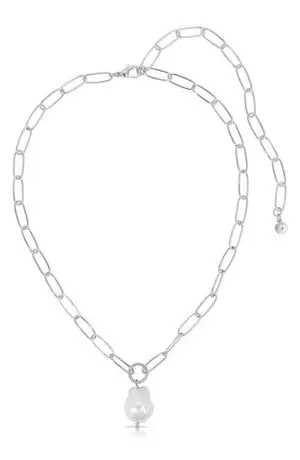 Ettika Freshwater Pearl Pendant Necklace - Silver
