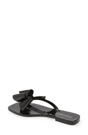 Jeffrey Campbell Sugary Bow Flip Flop - Black Shiny