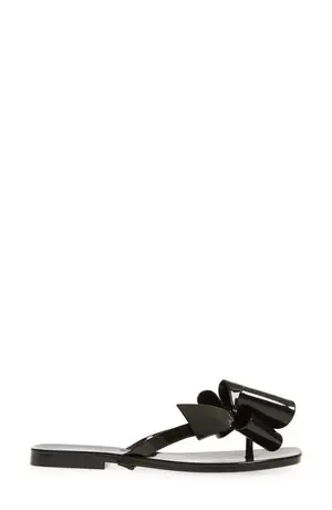 Jeffrey Campbell Sugary Bow Flip Flop - Black Shiny