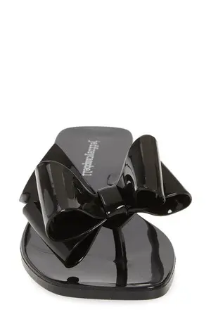 Jeffrey Campbell Sugary Bow Flip Flop - Black Shiny