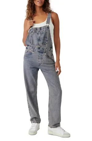 Free People We The Free Ziggy Denim Overalls Blue/ Pink Dreams