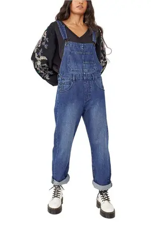 Free People We The Free Ziggy Denim Overalls Inky Indigo