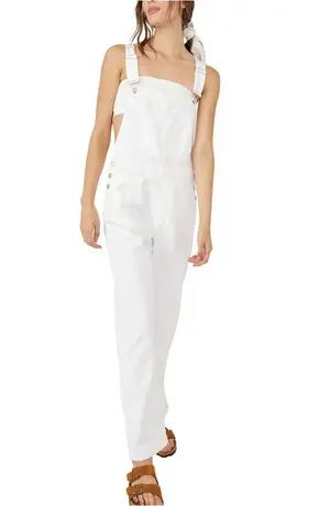 Free People We The Free Ziggy Denim Overalls Optic White