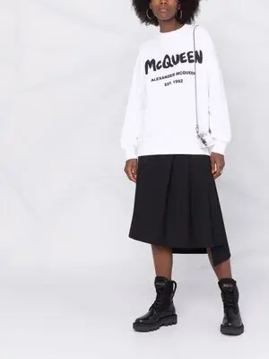 Alexander McQueen Logo-print Cotton Sweatshirt - White