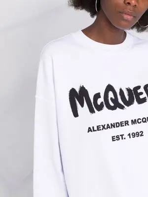 Alexander McQueen Logo-print Cotton Sweatshirt - White
