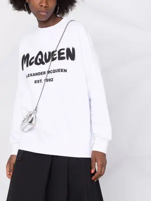 Alexander McQueen Logo-print Cotton Sweatshirt - White