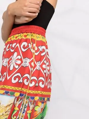 Dolce & Gabbana Carretto-print Silk Trousers
