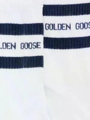 GOLDEN GOOSE Stripe Trim Ribbed Socks - White