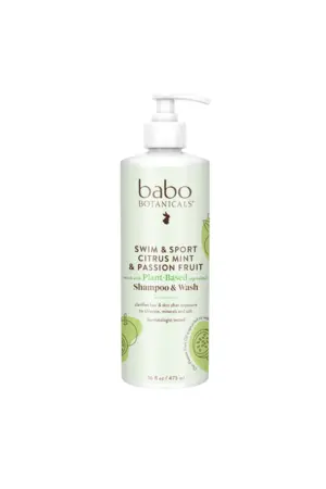 BABO BOTANICALS Swim &amp Sport Citrus Mint &amp Passion Fruit Shampoo &amp Wash Family Size Natural