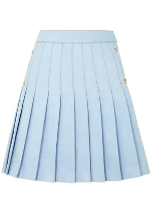 Balmain Light Blue Pleated Mini Skirt