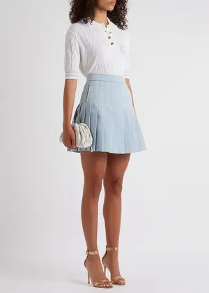 Balmain Light Blue Pleated Mini Skirt