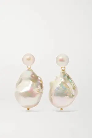 Mateo Duality Pearl Drop Earrings - Gold