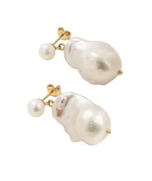 Mateo Duality Pearl Drop Earrings - Gold
