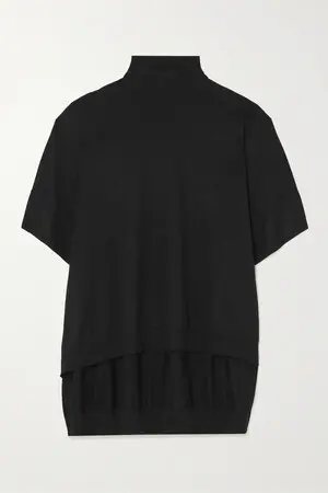 Brunello Cucinelli Metallic Cashmere-Blend Turtleneck Sweater Black