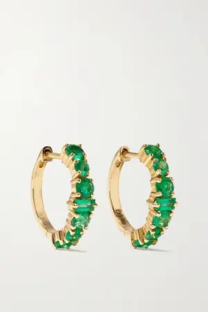 Ileana Makri 18-karat Emerald Hoop Earrings
