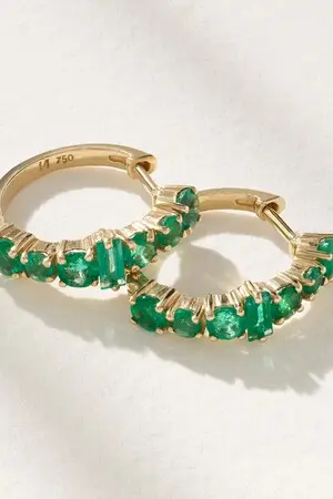 Ileana Makri 18-karat Emerald Hoop Earrings
