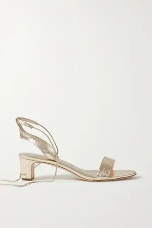 LOEFFLER RANDALL Jackie Crinkled-leather Sandals - Gold