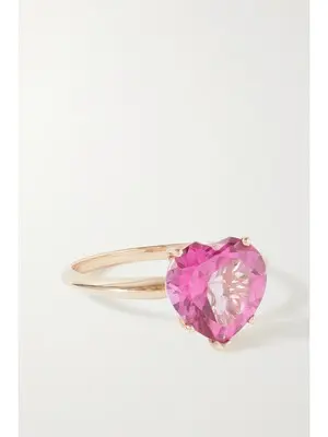 Fry Powers Rainbow Heart 14-karat Gold Topaz Ring - Pink