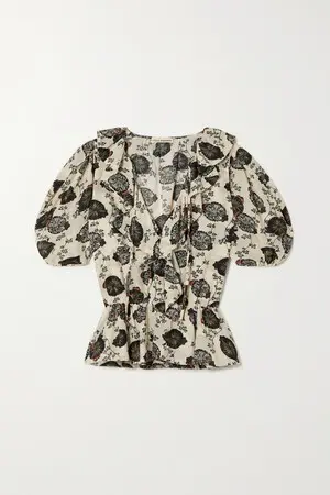 Ulla Johnson Nadya Ruffled Floral-print Cotton-blend Voile Blouse
