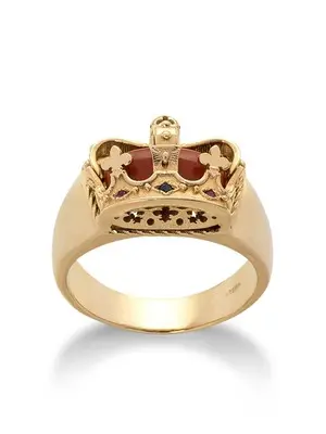 Dolce & Gabbana 18k Yellow Royal Jasper, Ruby And Sapphire Ring - Gold
