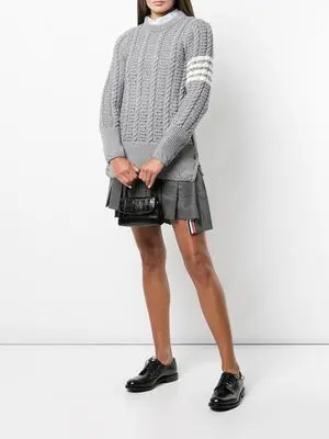 Thom Browne 4-bar Stripe Pleated Skirt - Grey