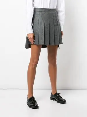 Thom Browne 4-bar Stripe Pleated Skirt - Grey