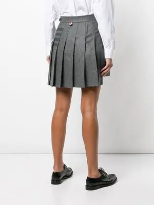 Thom Browne 4-bar Stripe Pleated Skirt - Grey