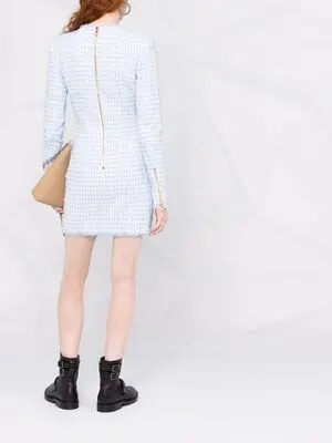 Balmain Tweed Long-sleeve Dress