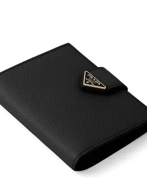 Prada Small Logo-plaque Saffiano Leather Wallet - Black
