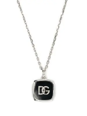 Dolce & Gabbana Logo-plaque Chain Necklace - Black