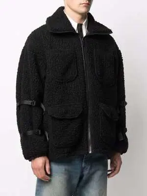 Heron Preston Zip-fastening Fleece Jacket With Logo Patch And Strap Detailing