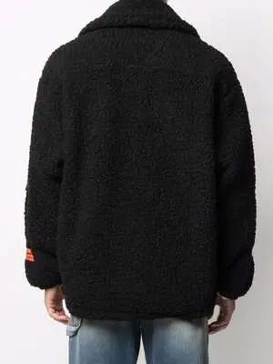 Heron Preston Zip-fastening Fleece Jacket With Logo Patch And Strap Detailing