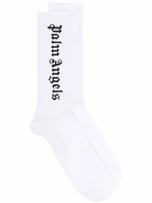Palm Angels Intarsia Logo Socks - White