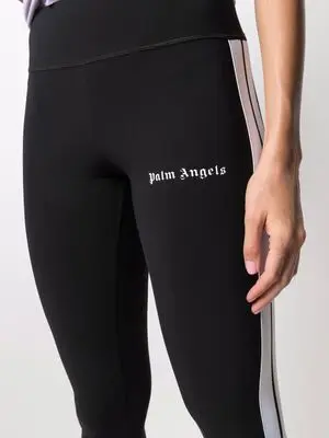 Palm Angels Logo-print High-rise Leggings - Black