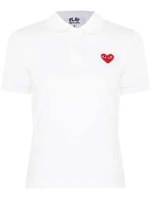 Play Comme Des Garcon Heart Logo Polo Shirt - White
