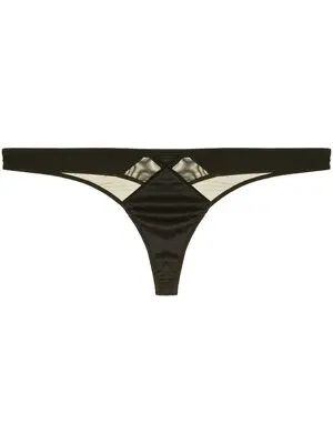 Fleur Du Mal Top Stitch Thong - Black