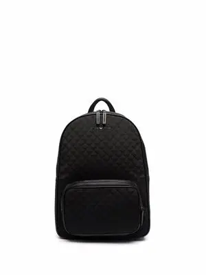 Emporio Armani Jacquard-logo Zip-around Backpack - Black
