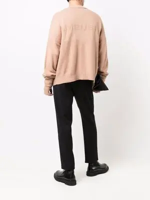 AMBUSH Logo-intarsia Knit Cardigan - Neutrals