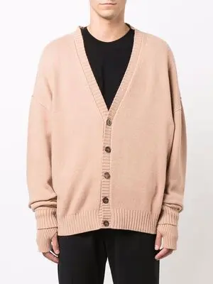 AMBUSH Logo-intarsia Knit Cardigan - Neutrals
