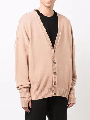 AMBUSH Logo-intarsia Knit Cardigan - Neutrals