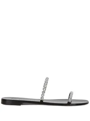 GIUSEPPE ZANOTTI Mauritia Embellished Flat Sandals - Black