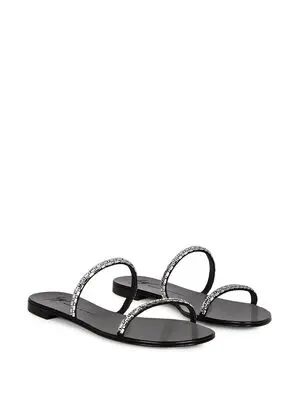 GIUSEPPE ZANOTTI Mauritia Embellished Flat Sandals - Black
