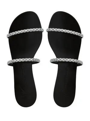 GIUSEPPE ZANOTTI Mauritia Embellished Flat Sandals - Black