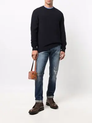 ROBERTO COLLINA Crew-neck Knitted Jumper - Blue
